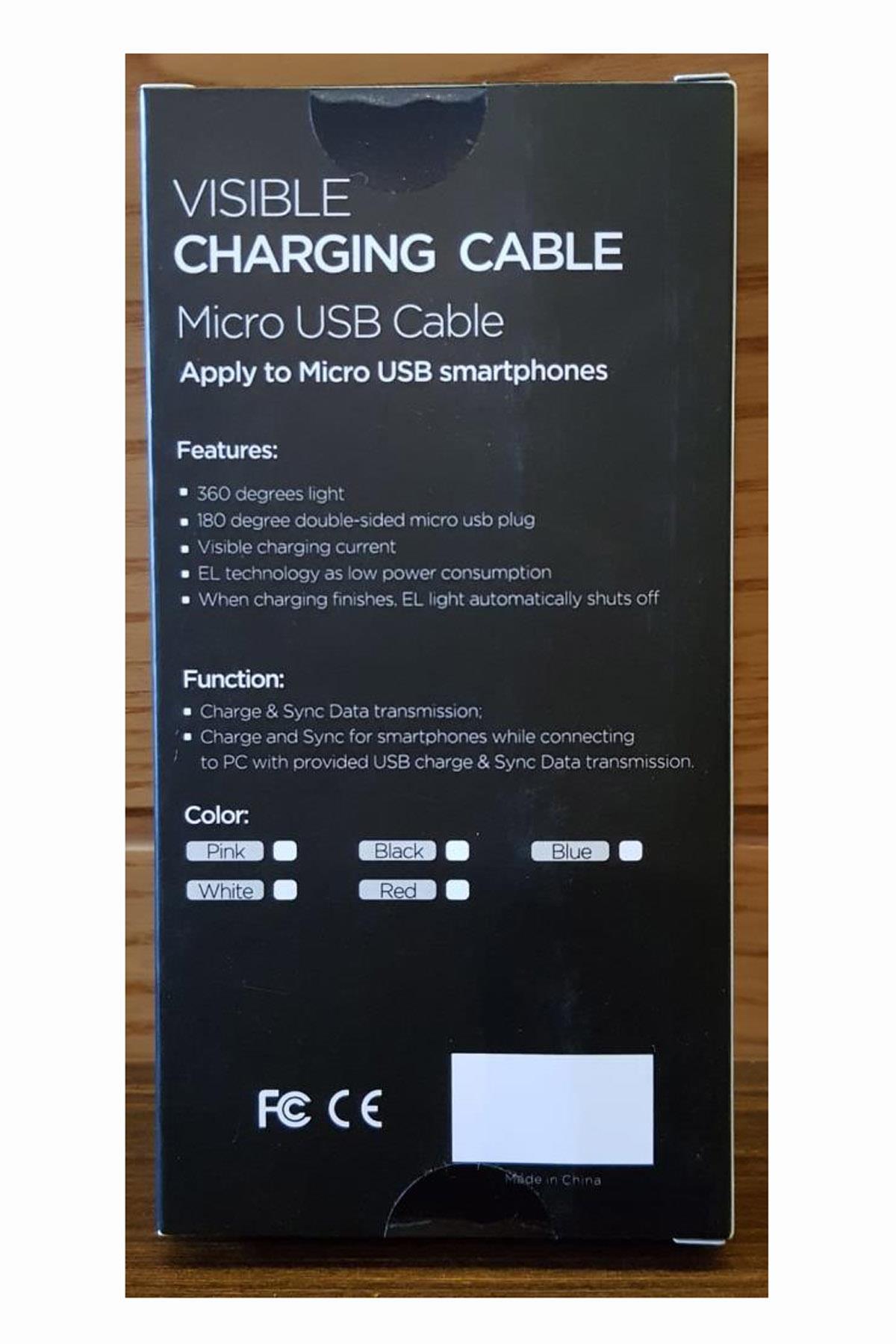 Doppler I-Cable Micro USB Işıklı, Pembe, Şarj Kablosu - Doppler Karaoke