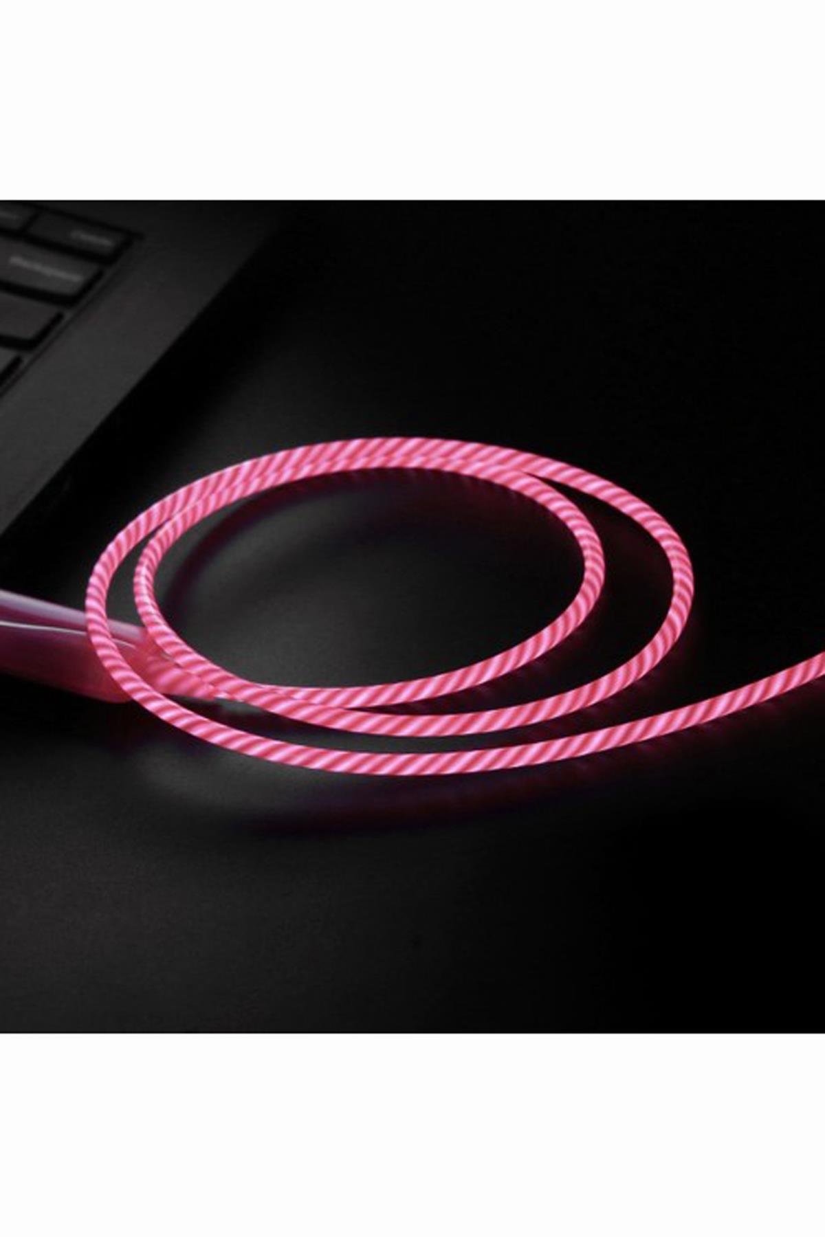 Doppler S-Cable Micro USB Işıklı, Pembe, Şarj Kablosu - Doppler Karaoke