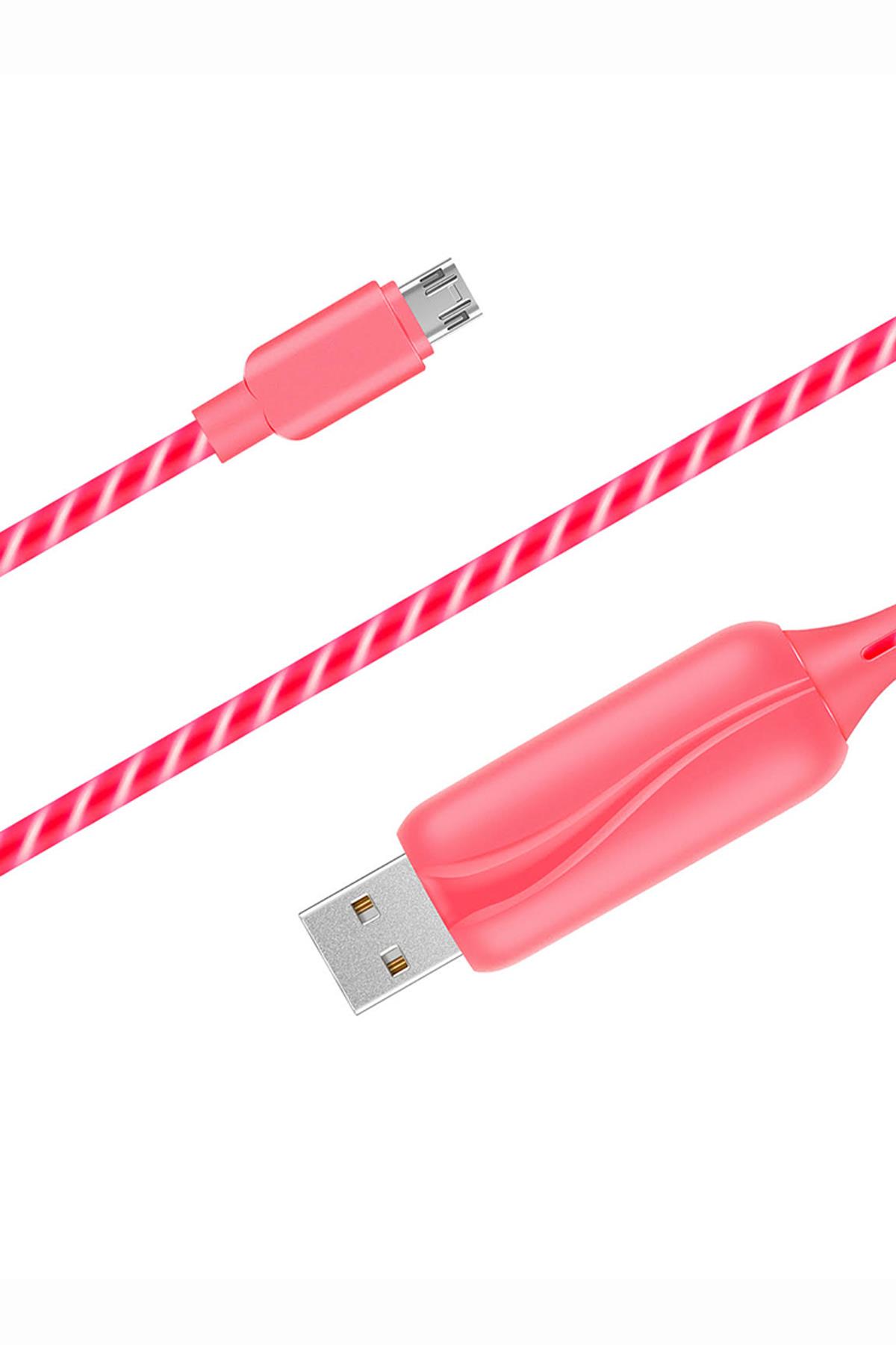 Doppler S-Cable Micro USB Işıklı, Pembe, Şarj Kablosu - Doppler Karaoke