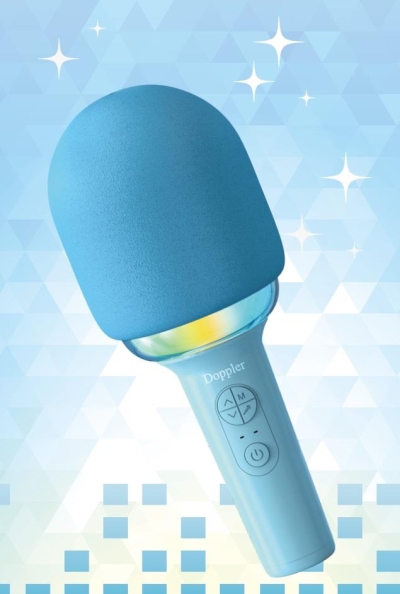 Doppler Rainbow Mavi Karaoke Mikrofonu Ledli Ses Değiştirme Özellikli Işıklı Yeni - Doppler Karaoke